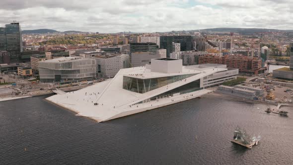Aerial view on the National Oslo Opera House, Stock Footage | VideoHive