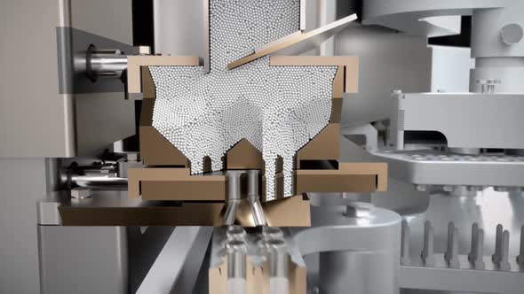 Functional principle of the capsule filling process, Stock Footage