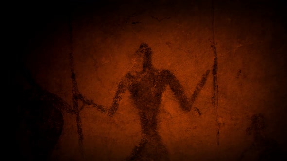 Cave Art Human Figures In Fire Light, Stock Footage | VideoHive