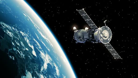 Spacecraft Deploys Solar Panels In Outer Space, Motion Graphics | VideoHive