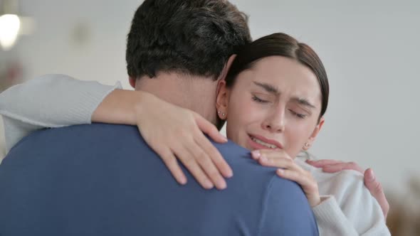 Crying Woman Hugging Man, Stock Footage | VideoHive