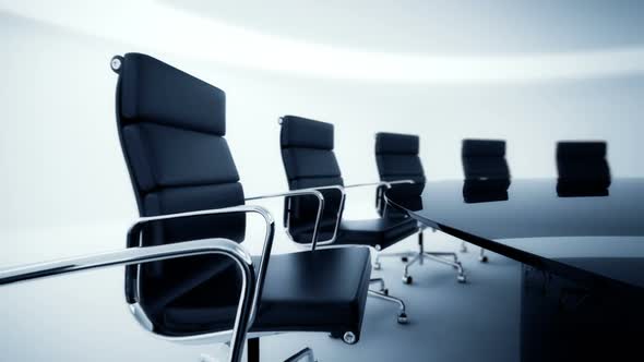 Seamless animation of round table with office chairs around. Loopable ...