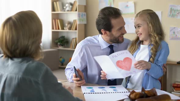 Pleased Father Rejoicing Greeting Card From Lovely Daughter and ...
