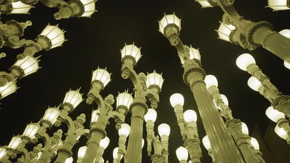 Night view of the Urban Light installation, L.A., Stock Footage | VideoHive