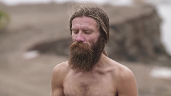 Ascetic Man Praying on Nature, Stock Footage | VideoHive