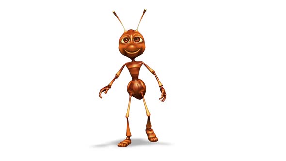 Cartoon 3D Ant Dance Looped on White Background, Motion Graphics ...