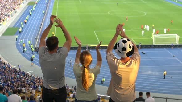 Football Fans Clapping Hands, Celebrating Winning Goal, Victory of ...