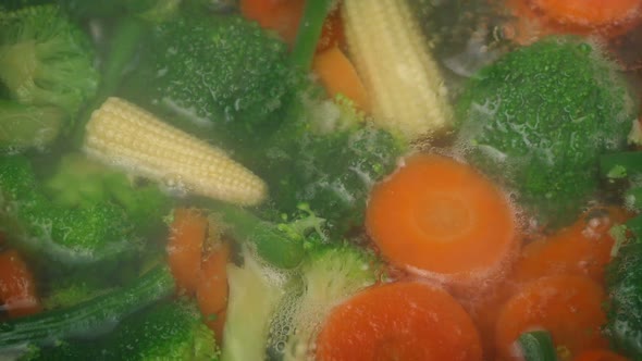 Mixed Vegetables Cooking In Boiling Water, Stock Footage | VideoHive