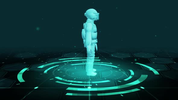 HUD The futuristic 3D sci-fi Military swat soldier, Motion Graphics