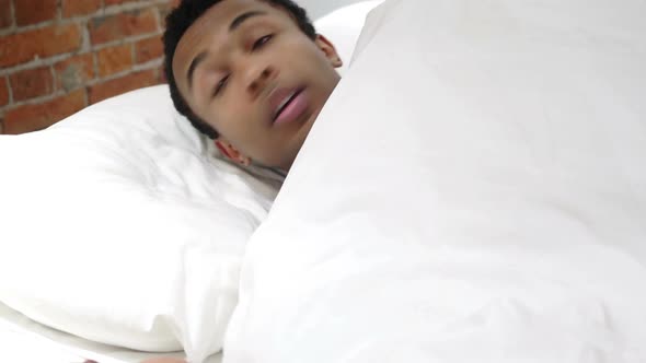 Nightmare Sleeping African Man Awakes By Scary Dream, Stock Footage