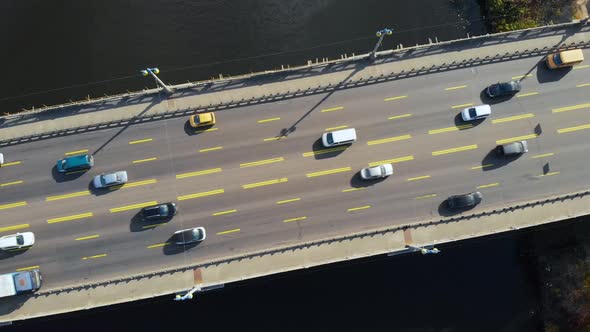 Top View Car Riding on Car Bridge Over Dark River., Stock Footage ...