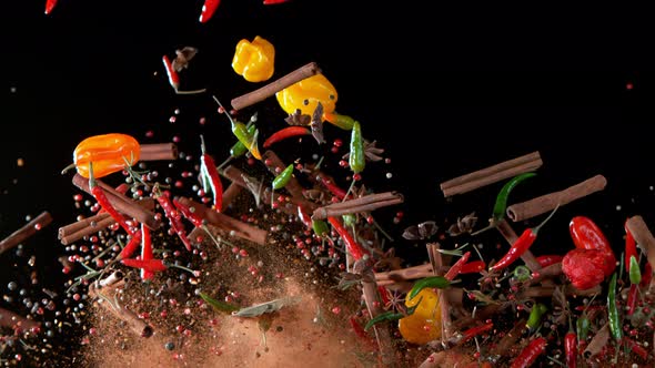 Super Slow Motion Shot of Colorful Seasoning Explosion Isolated on ...