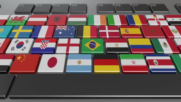 Computer Keyboard With Flags, Motion Graphics | VideoHive