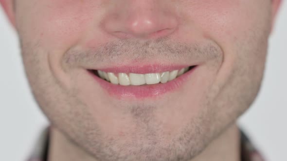 Close Up of Smiling Lips of Young Man, Stock Footage | VideoHive