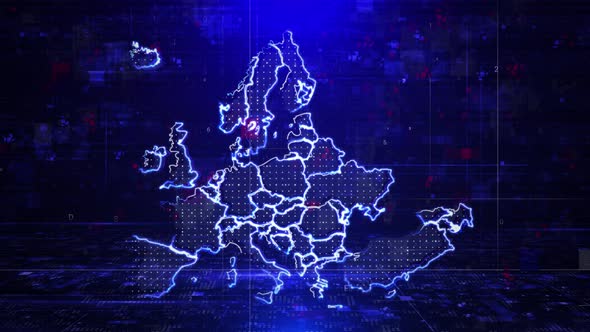 Europe Map Digital Background Loop 4k, Motion Graphics | VideoHive