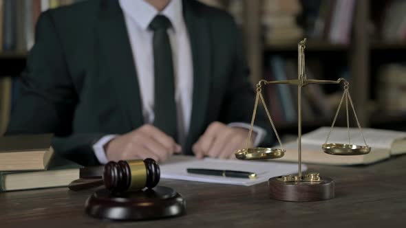 Close Up Shoot of Judge Hand Pointing Finger in Court Room Table, Stock ...