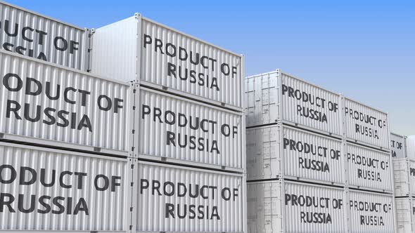 Containers with PRODUCT OF RUSSIA Text, Motion Graphics | VideoHive