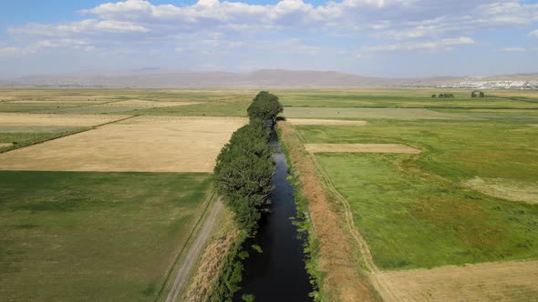river farmland drone, Stock Footage | VideoHive