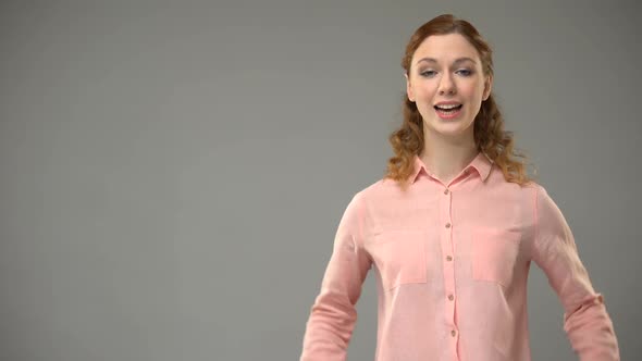 Lady Showing Inspiration in Sign Language, Teacher Showing Words in Asl ...