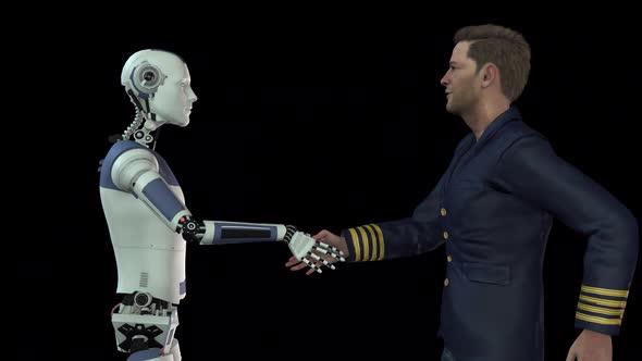 Robot Handshake with Human, Motion Graphics | VideoHive