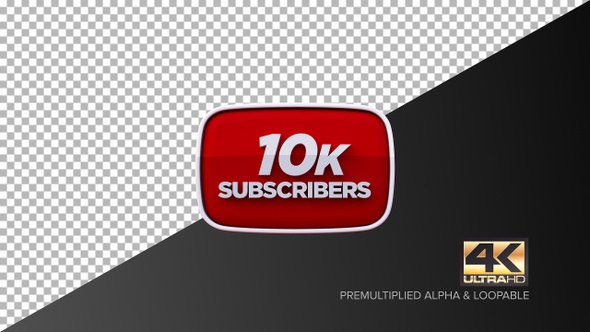 Set 5-4 Youtube 10K Subscribers Count Animation 4K RES, Motion Graphics