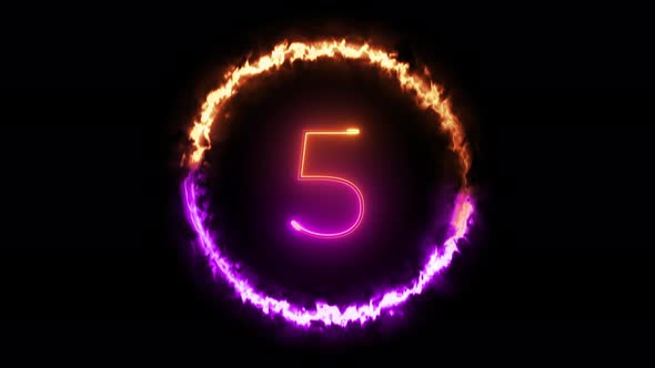 Flaming Circle Neon Countdown, Motion Graphics | VideoHive
