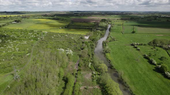 River Avon North Evesham Country Park Aerial Landscape Spring Season ...