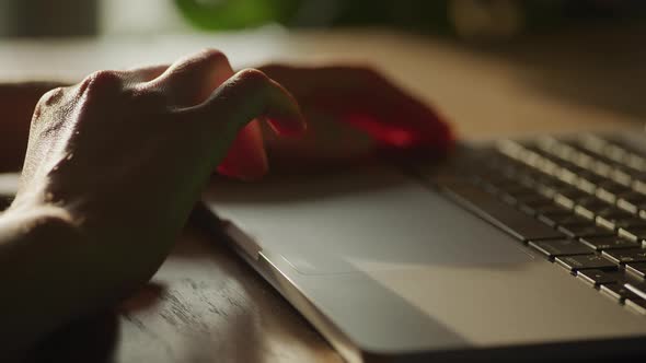 Close Up of a Caucasian Woman Hands Sroll or Swipe on a Laptop Computer ...