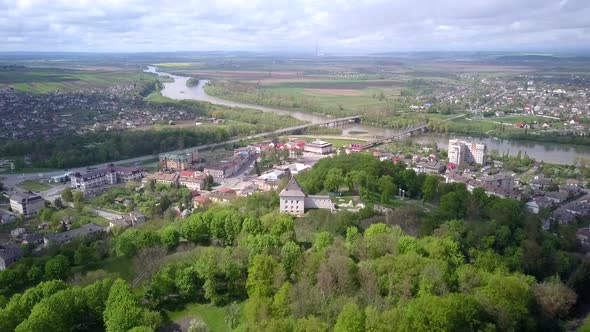 Aerial View of Town of Halych Old Ukrainian Capital in IvanoFrankivsk ...