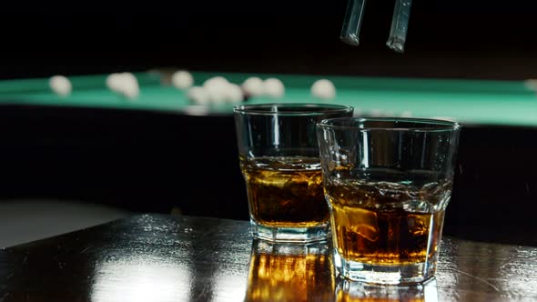 View Of Alcoholic Drink In The Background Billiard's Balls, Stock Footage