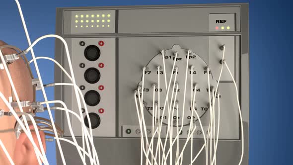 Electroencephalography machine analyzing activity of a human brain ...