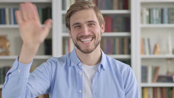 Portrait of Man Waving Welcoming GEsture, Stock Footage | VideoHive