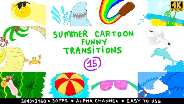 Summer Cartoon Funny Transitions, Motion Graphics | VideoHive