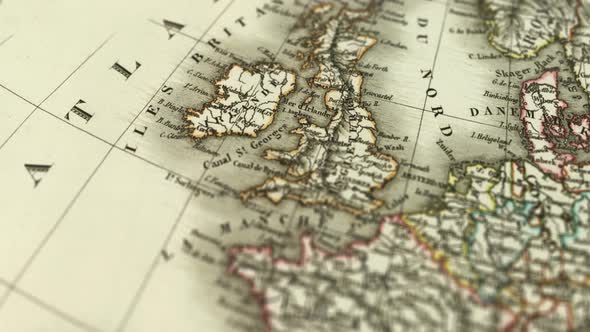 Great Britain On Old Map, Stock Footage | VideoHive
