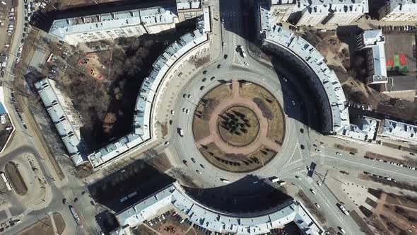 Top View Of Roundabout In City Center, Stock Footage | VideoHive