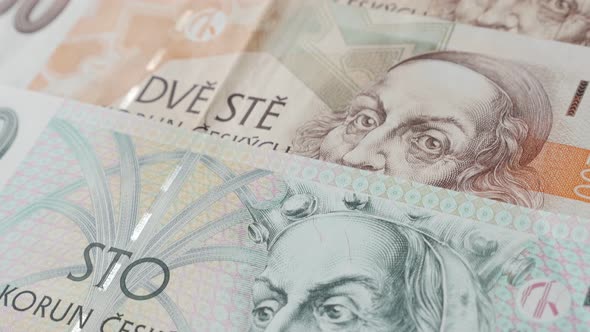 Czechia crown paper banknote denominations 4K 2160p 30fps UltraHD ...