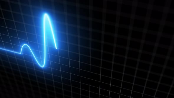 Blue heartbeat monitor EKG line monitor with moving camera processing ...