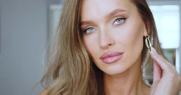 Portrait of a Beautiful 30 Years Old Woman with Perfect Smooth Skin and ...