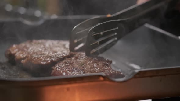 Professional Chef Grill Meat Fillet Steak, Stock Footage | VideoHive