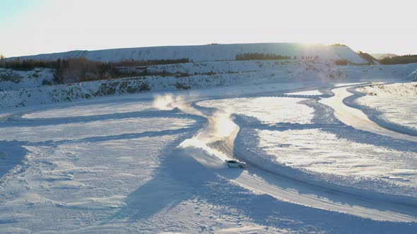 Aerial View of an Ice Rally on a Snowy Track, Stock Footage | VideoHive