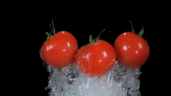 Delicious Juicy Red Tomatoes is Bouncing From the Water, Stock Footage