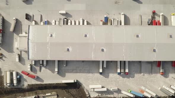 Cargo Logistics Terminal with Lots of Trucks Top View Logistics Concept ...
