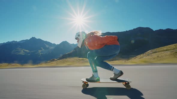Cinematic downhill longboard session, Stock Footage | VideoHive