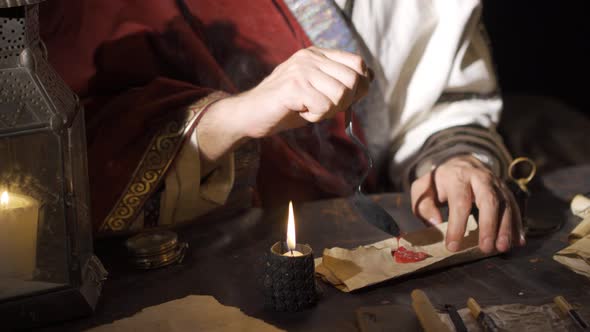 Seal letter in ancient historical roman period., Stock Footage | VideoHive