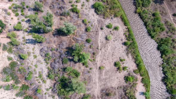 Aerial view of winding river flowing downstream, Stock Footage | VideoHive
