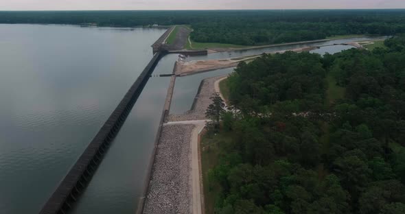 Aerial view of Lake Houston dam, Stock Footage | VideoHive