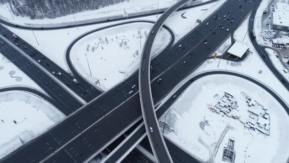 Freeway Intersection Snow-Covered in Winter, Stock Footage | VideoHive