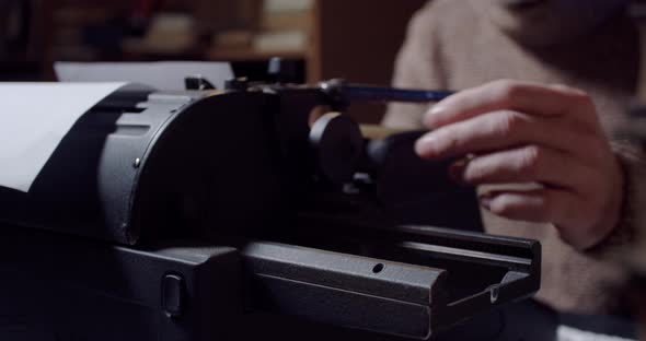 Close up of the vintage typewriter used by a writer, 4k, Stock Footage