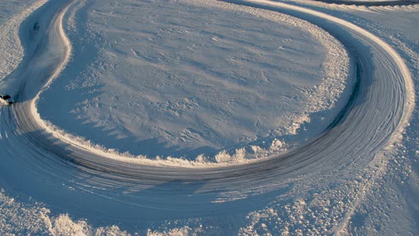 Aerial View of an Ice Rally on a Snowy Track, Stock Footage | VideoHive