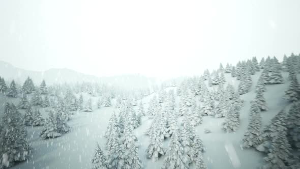 Animation of the snow falling landscape below the cloudless sky ...